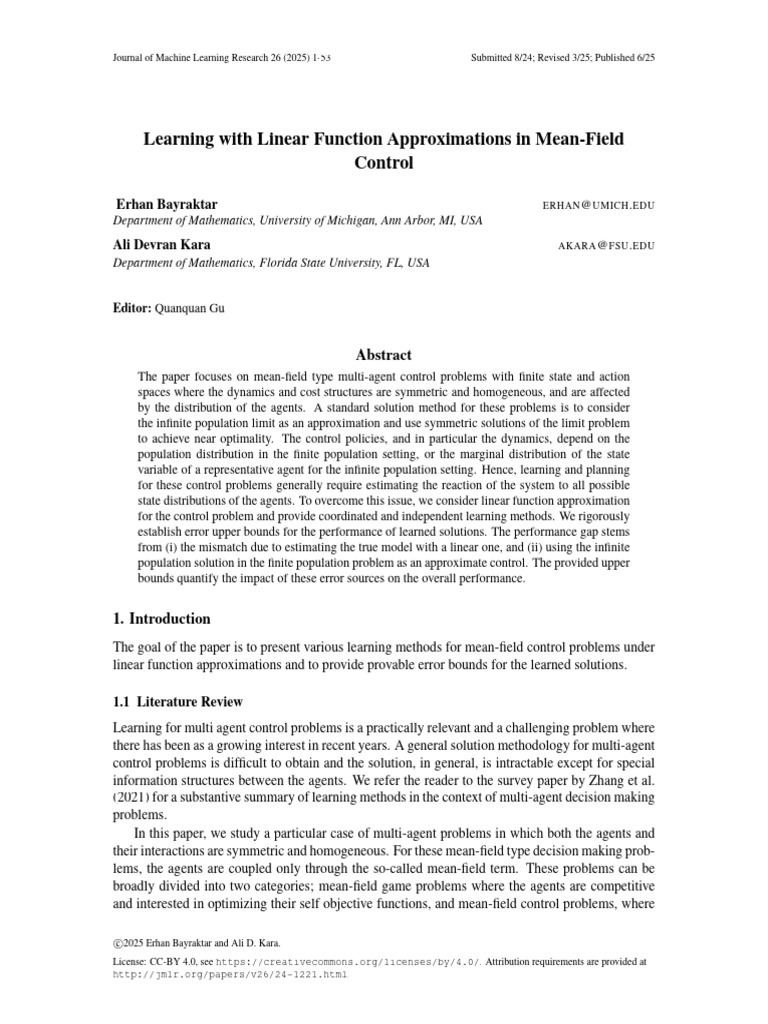 Learning With Linear Function Approximations in Mean-Field Control ...