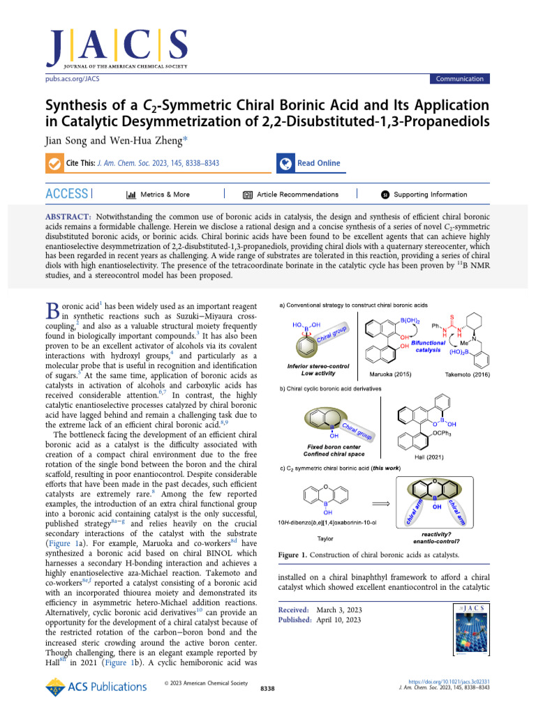 Enantioselective Synthesis of Borinic Acids | PDF | Catalysis ...
