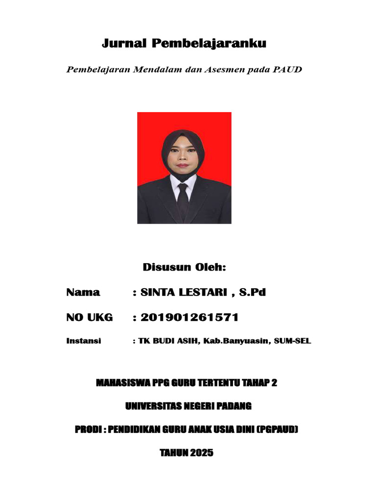 SINTA LESTARI - 25413734 - Juenal Pembelajaran Mendalam Dan Asesmen Pada PAUD | PDF