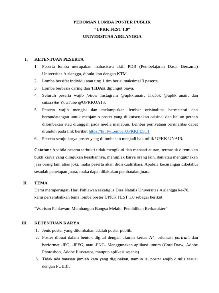 Lomba Poster UPKK Fest 1.0 UNAIR | PDF