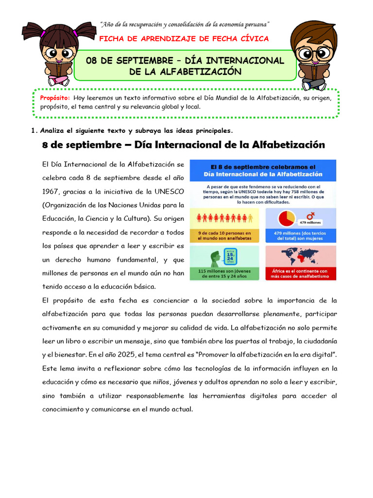 Fecha Cívica-"Día Internacional de La Alfabetización" | PDF | Literatura | Aprendizaje