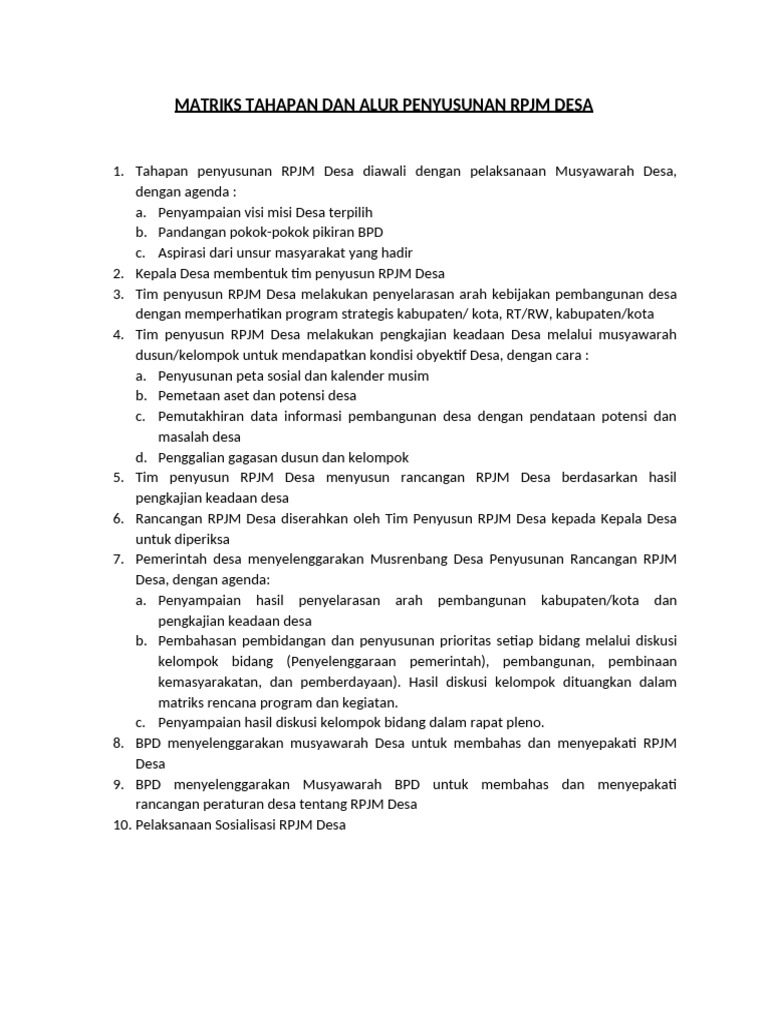 Tahapan Penyusunan RPJM Desa | PDF