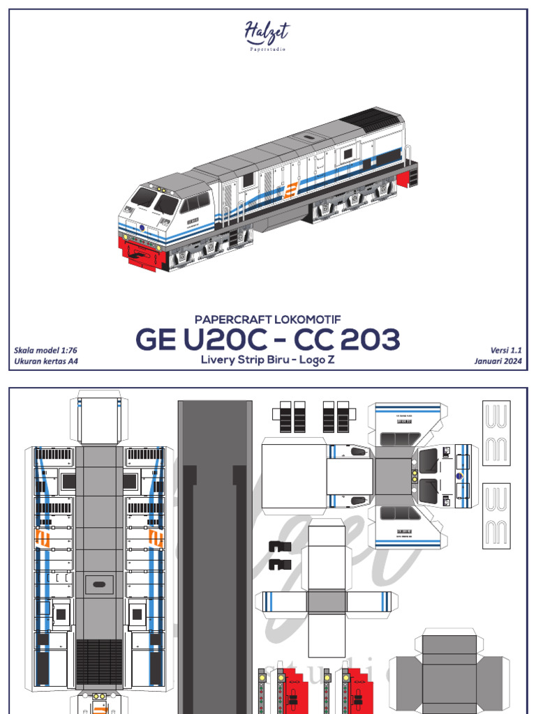 (Halzet) Papercraft Lokomotif CC 203 - Strip | PDF