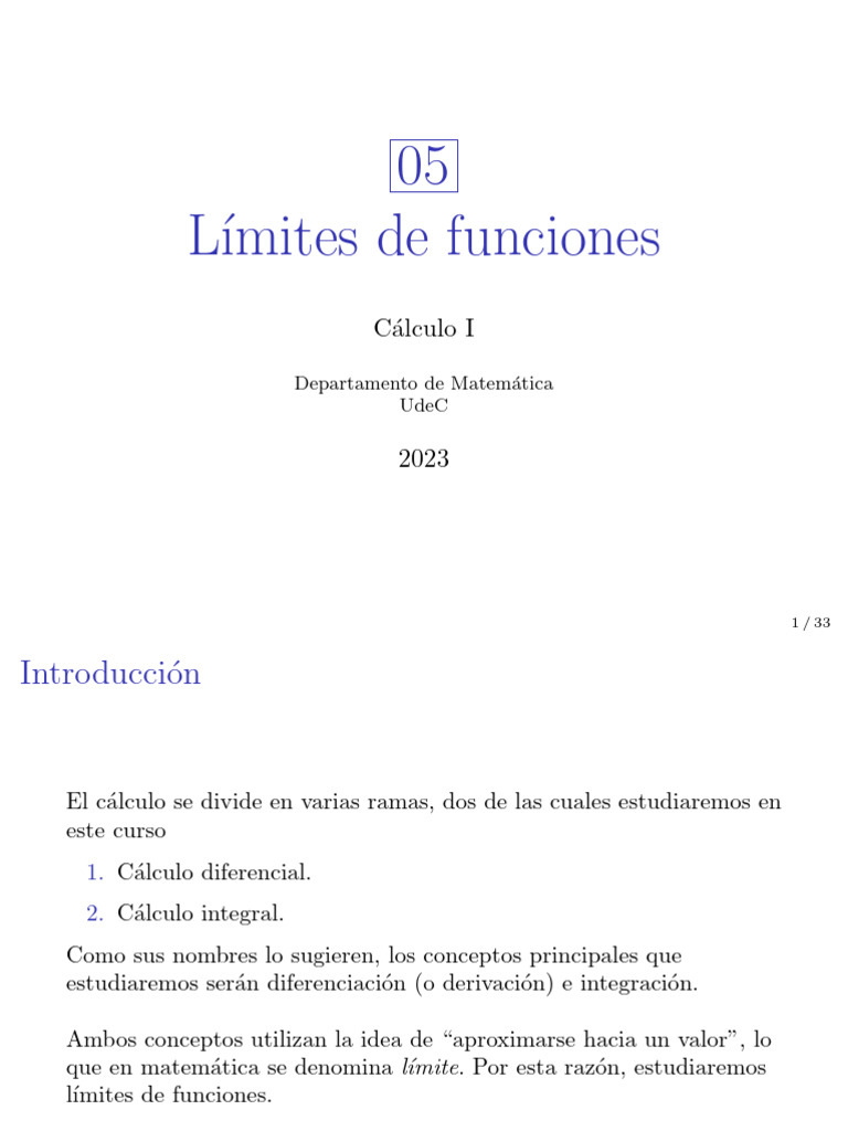Límite de Funciones en Cálculo I | PDF | Matemáticas | Análisis matemático