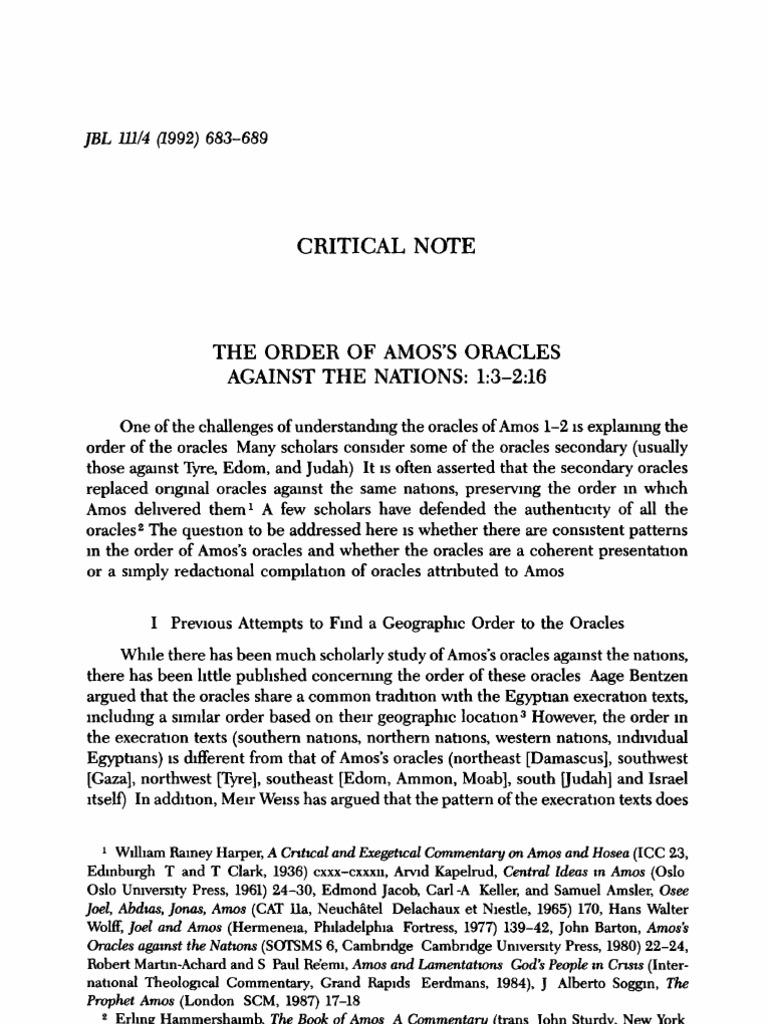 The Order of Amos's Oracle Against The Nations | PDF | Yahweh | Copyright