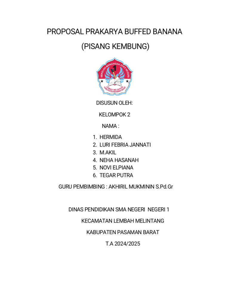 Proposal Prakarya Buffed Banana 2024 | PDF