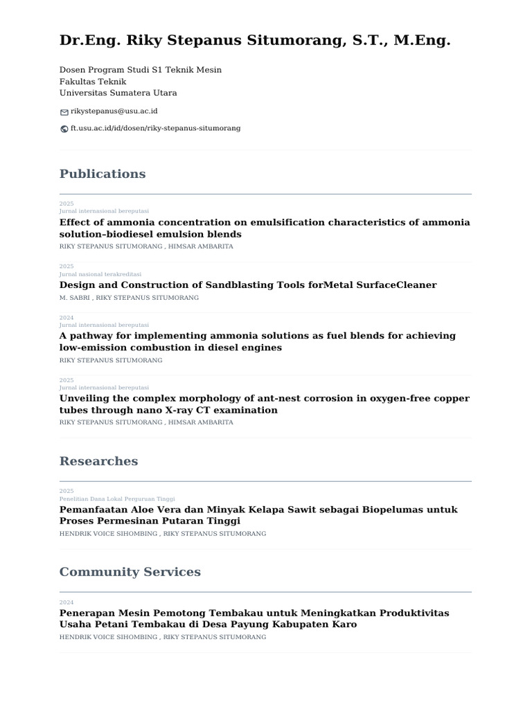 CV Id DR - Eng. Riky Stepanus Situmorang, S.T., M.eng. | PDF