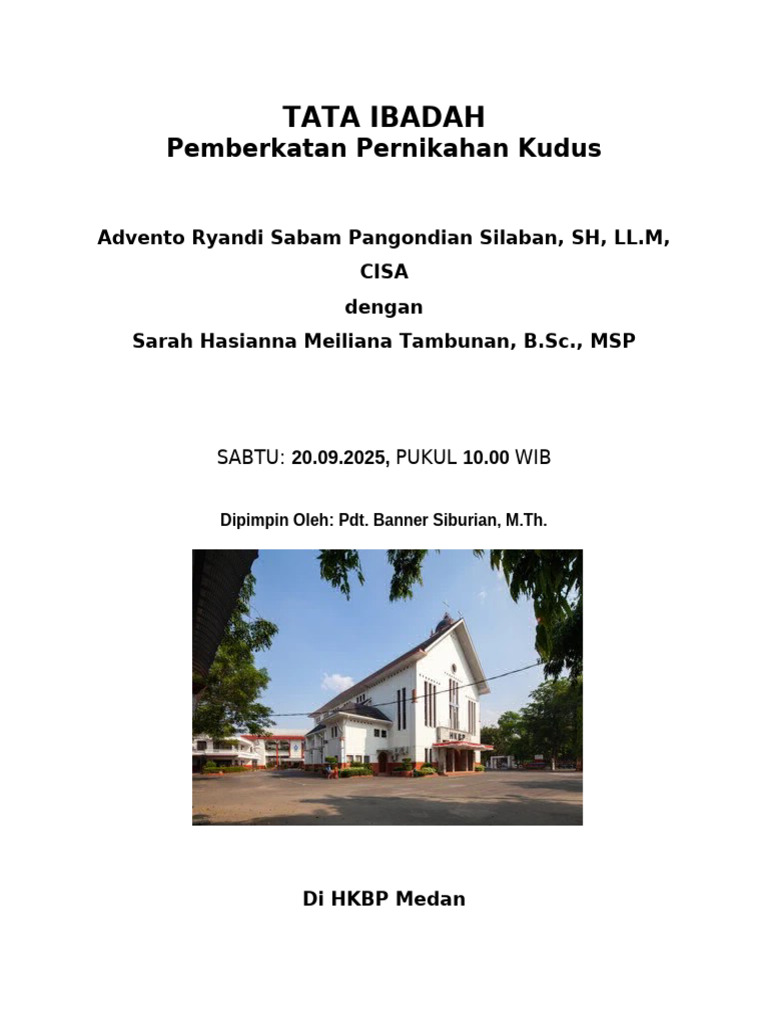 Tata Ibadah Pemberkatan Nikah GMIM | PDF