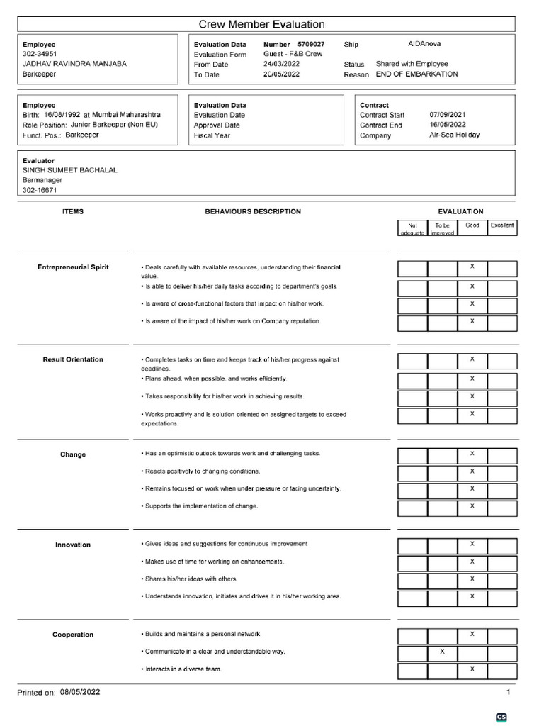 Aida Nova Evaluation | PDF