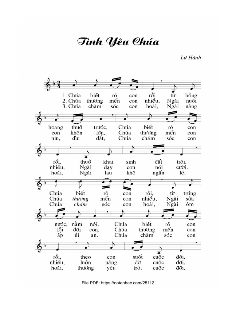 Sheet Nhac Thanh CA Tinh Yeu Chua Ban Dep | PDF