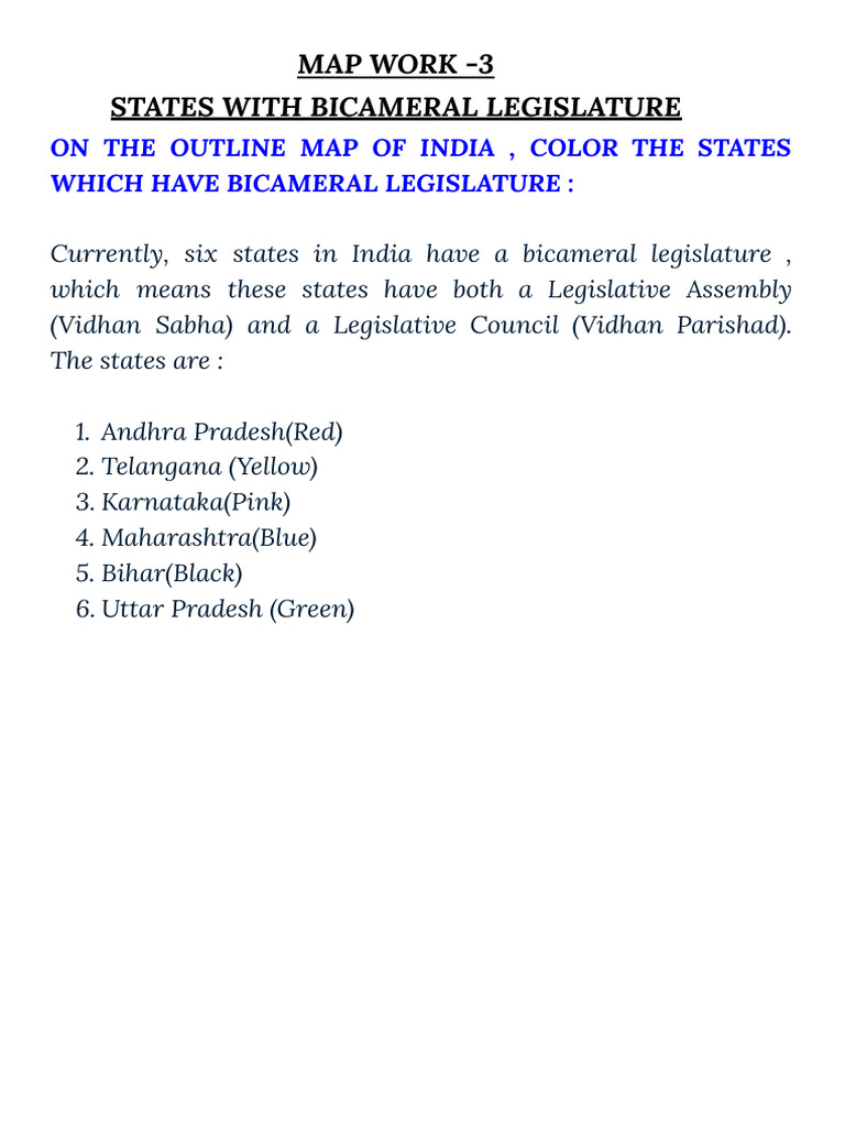 Bicameral Legislature States in India | PDF