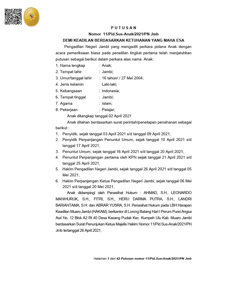 Putusan 11 Pid - Sus-Anak 2021 PN JMB 20250421224028 | PDF