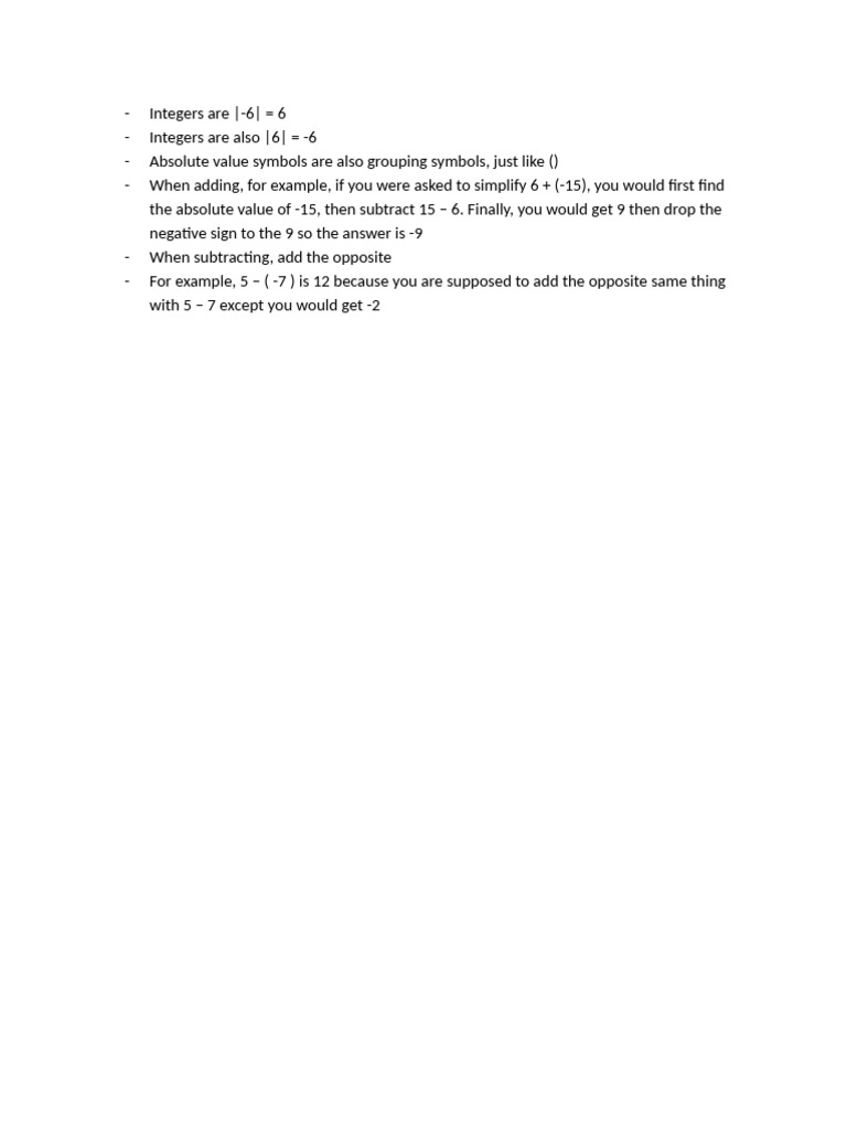 Adding and Subtracting Integers Guide | PDF