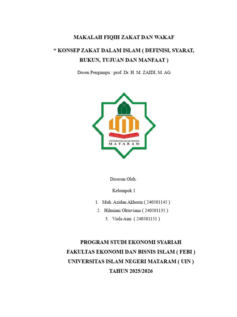 Makalah Fiqih Zakat Dan Wakaf-1 (1) | PDF