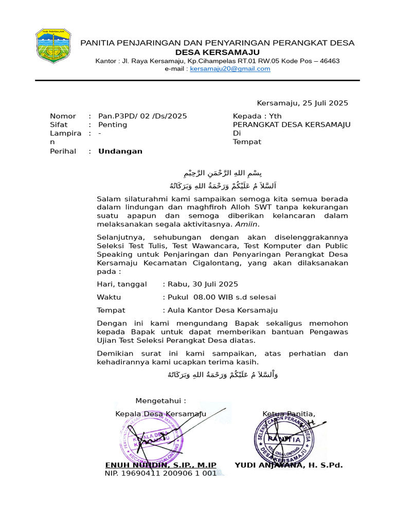 Undangan Tes | PDF