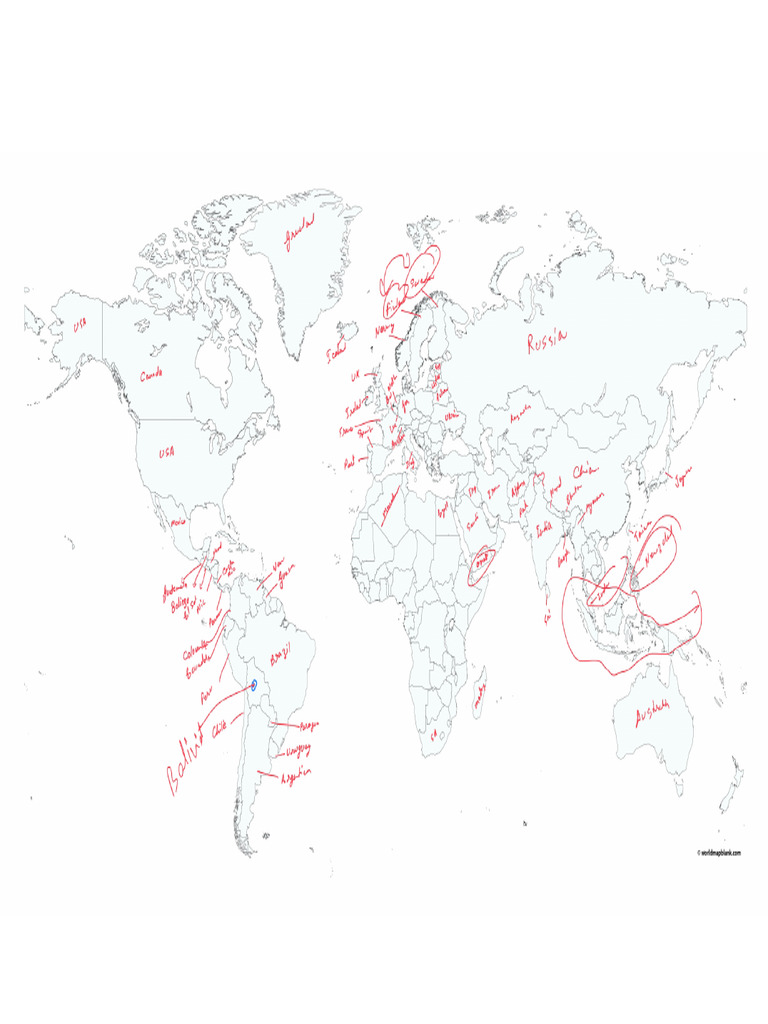 Blank World Map With Countries A4 | PDF