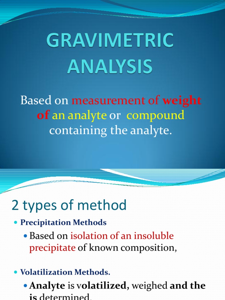 Gravimetric Analysis: Methods and Calculations | PDF | Stoichiometry ...