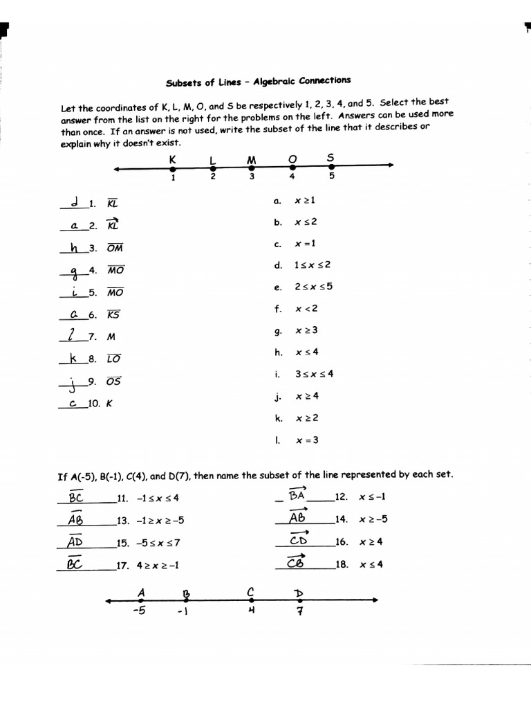 9.10 Subset of Lines Algebraic Connections KEY | PDF