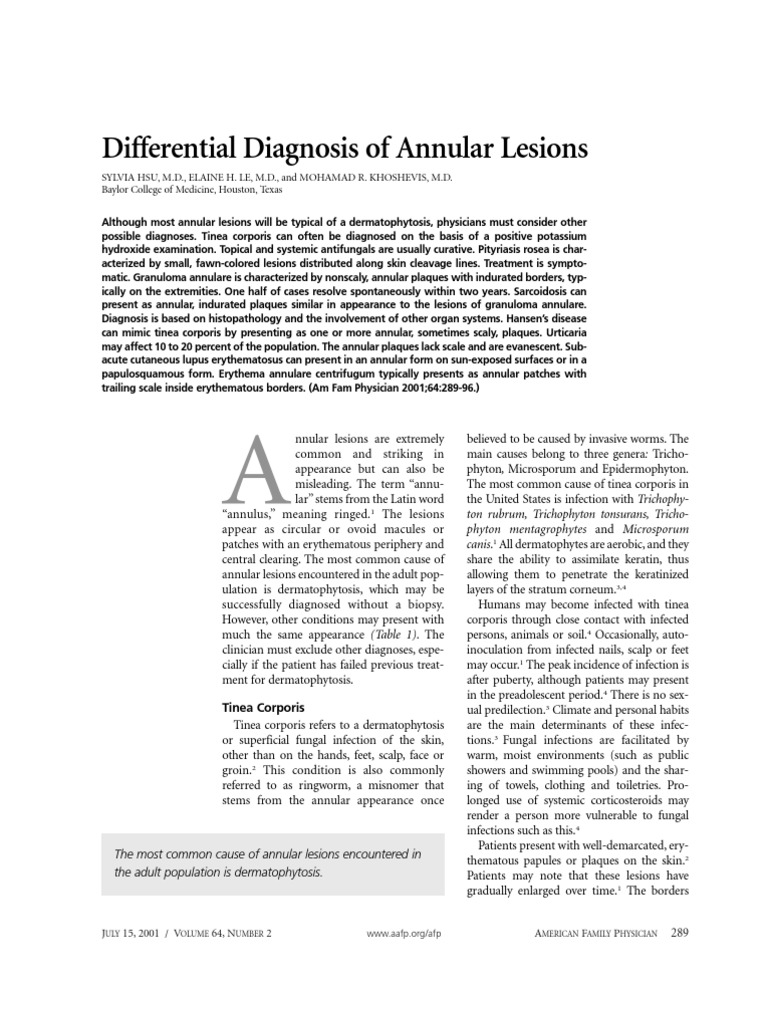 Annular Lesions | PDF | Leprosy | Cutaneous Conditions