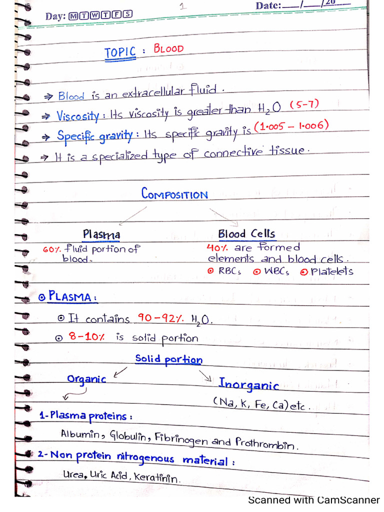 Blood Hand Written Notes | PDF