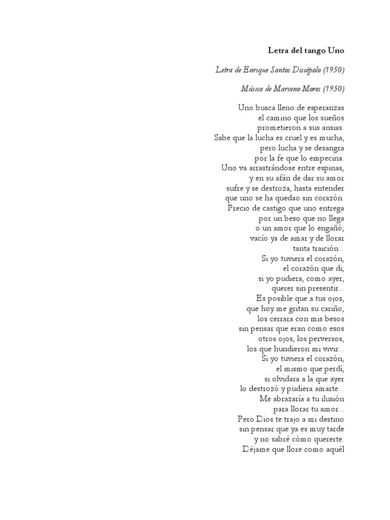 Letra Del Tango Uno | PDF