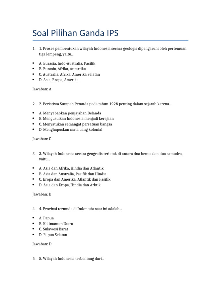 Soal Pilgan IPS Perluasan Wilayah Dan ASEAN | PDF