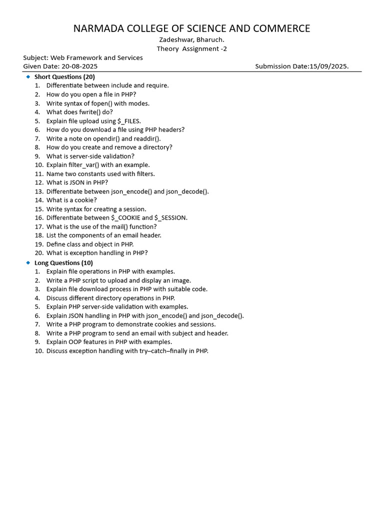 WFS Theory Assignment2 | PDF
