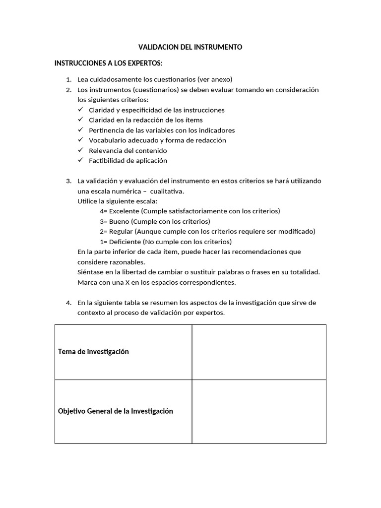 Formato Básico Validación | PDF