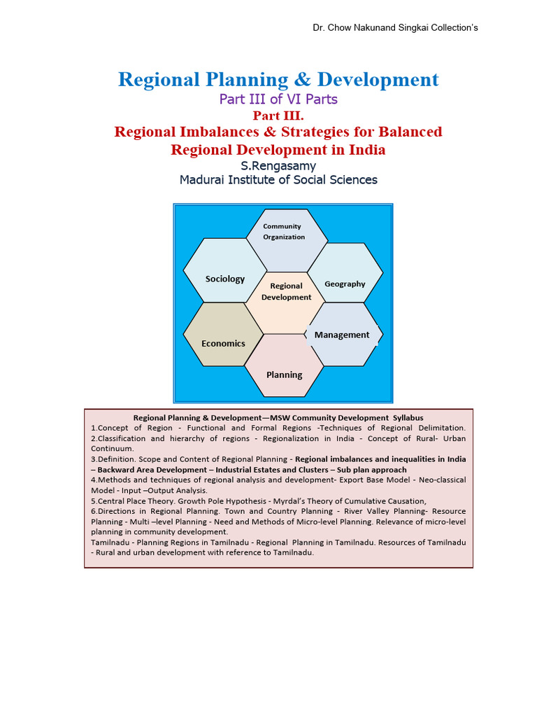 Regional Planning PartIII Strategies For Balanced Regional Development ...