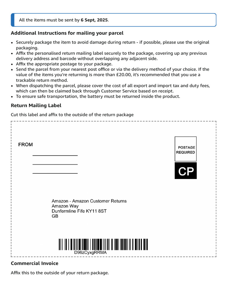 Parcel Return Instructions and Labels | PDF
