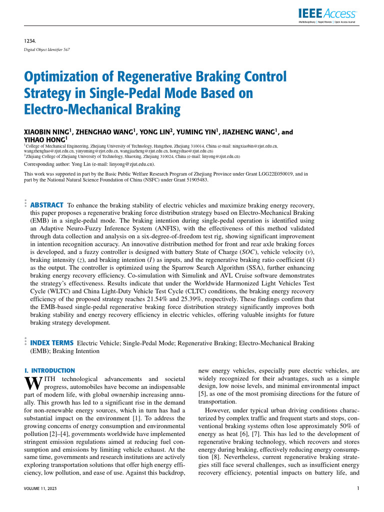 Optimization of Regenerative Braking Control Strat | PDF | Brake | Vehicles