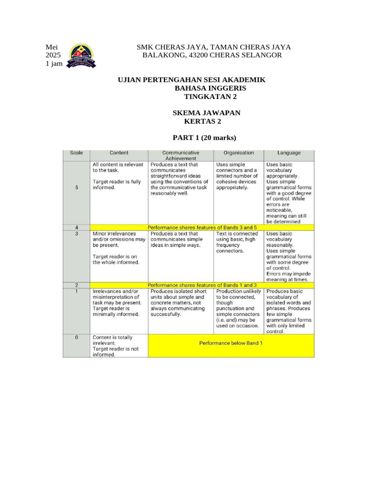 Band Marking Paper 2 | PDF