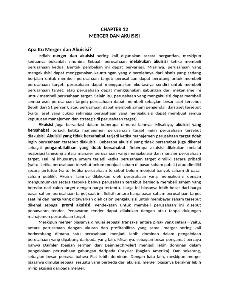 CHAPTER 12 - Merger Dan Akuisisi | PDF