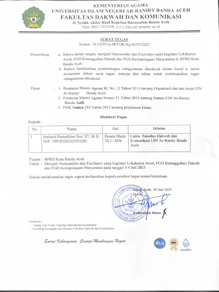 Surat Tugas KRB Kick Off Meeting | PDF