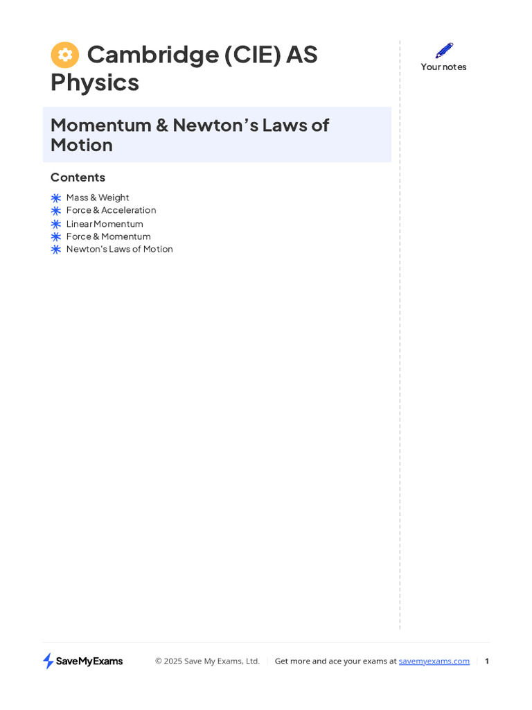 Momentum and Newton's Laws of Motion | PDF | Force | Weight