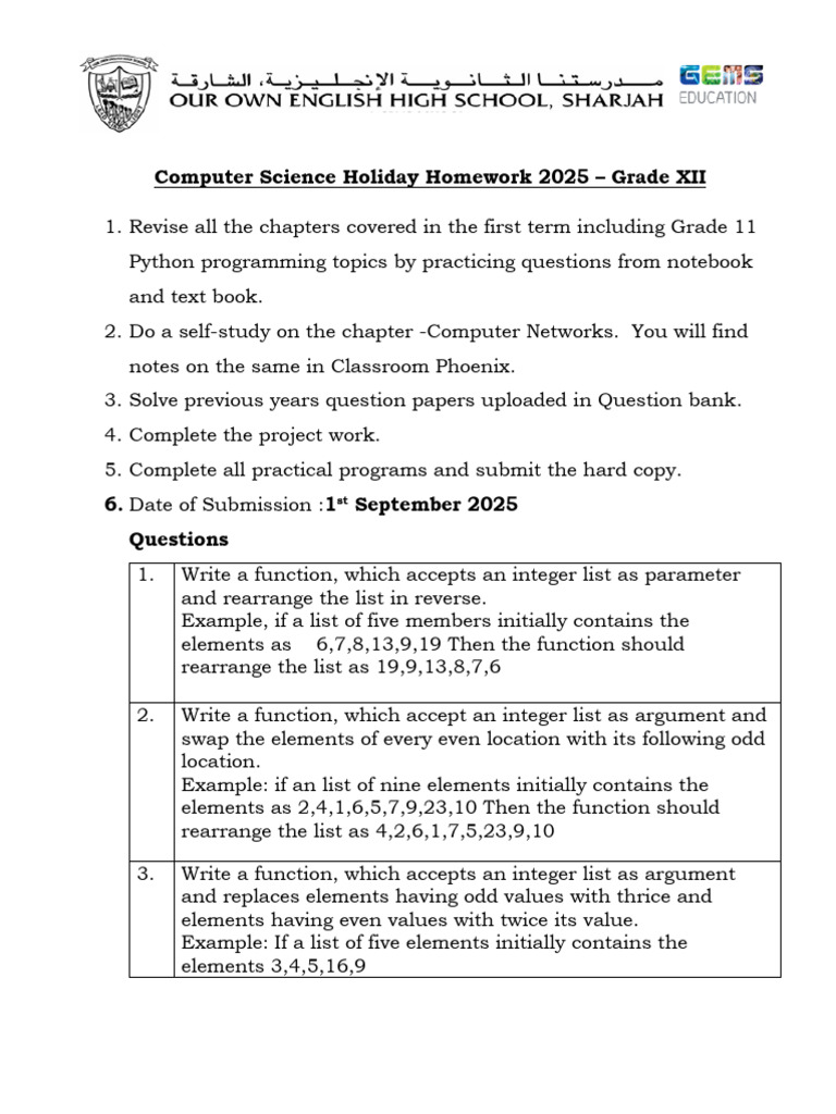Computer Science Homework 2025 Guide | PDF | Parameter (Computer ...