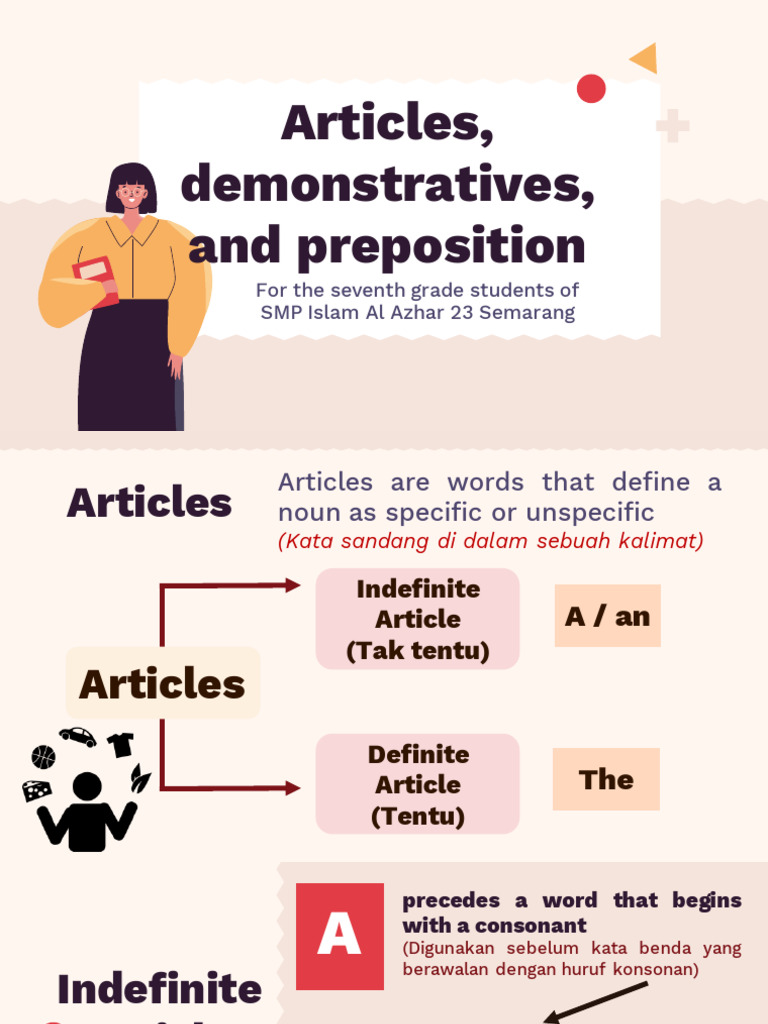 Article, Demonstratives, Prepositions | PDF | Linguistics | Syntax