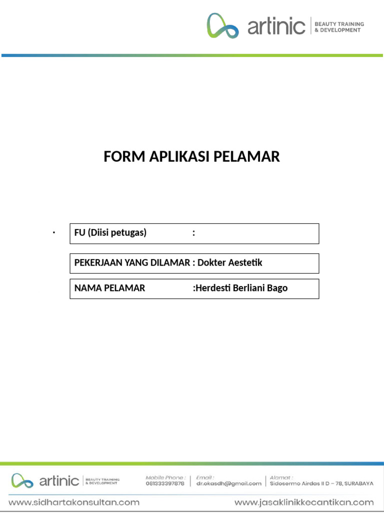 Form Pelamar Kerja | PDF