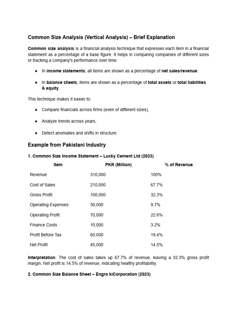 Vertical and Horizontal Analysis | PDF | Income Statement | Revenue
