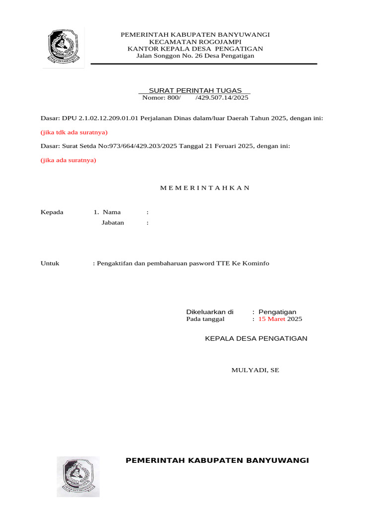 Contoh SPPD 2025 | PDF