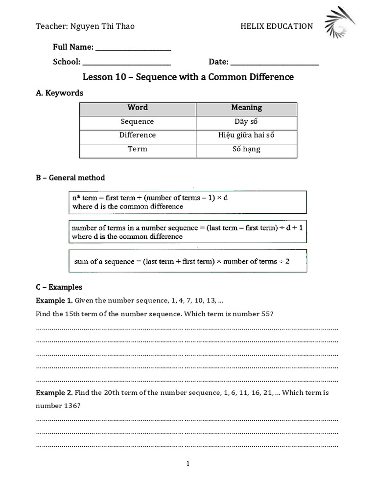 Common Difference Sequences Guide | PDF