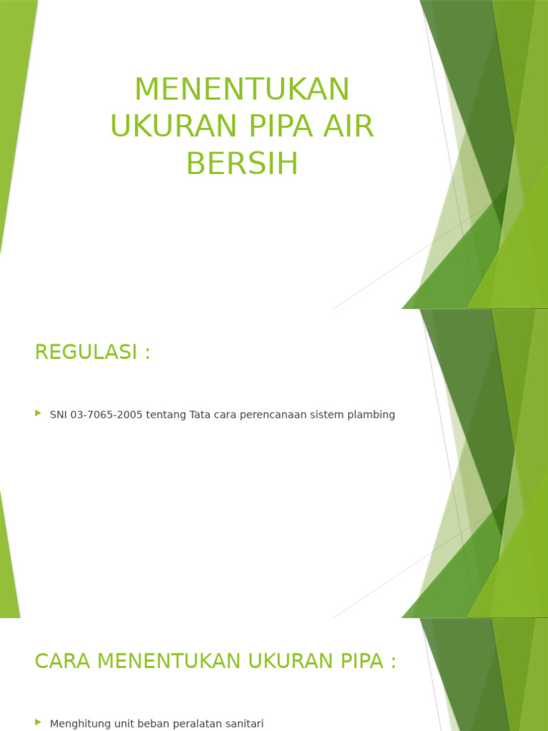 Menentukan Ukuran Pipa Air Bersih | PDF