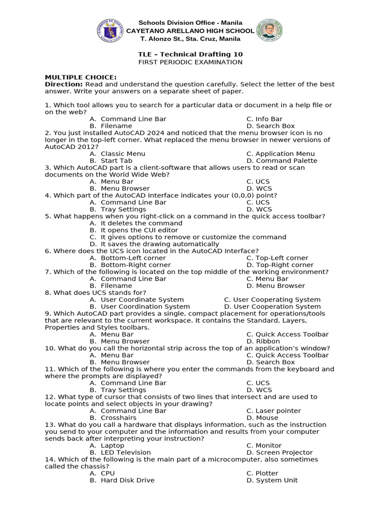 Technical Drafting 10 Exam Questions | PDF | Software | Computing