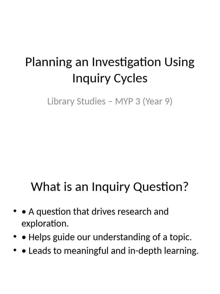 Inquiry Questions for Research Planning | PDF
