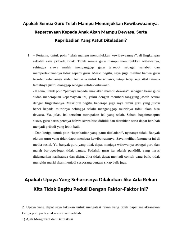 Evaluasi Kewibawaan dan Keteladanan Guru | PDF
