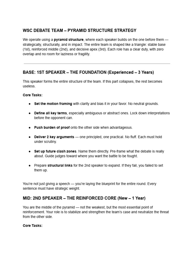 WSC Debate Team: Pyramid Strategy Guide | PDF | Reason