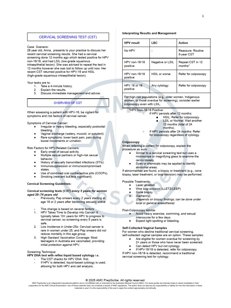 Gyne - CST Counselling (Sample) | PDF | Cervical Cancer | Sexually ...
