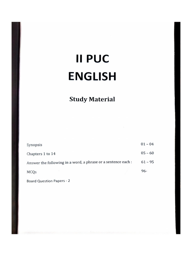 English 2nd Puc Study Material | PDF