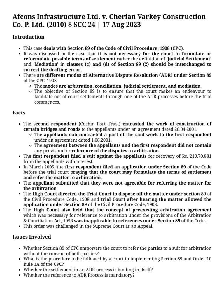 Afcons Case | PDF | Alternative Dispute Resolution | Arbitration