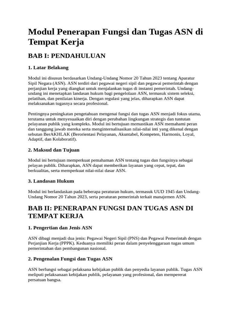 Fungsi dan Tugas ASN di Tempat Kerja | PDF